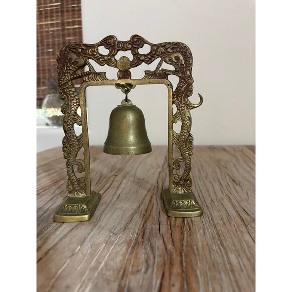 None and/or Unknown | Accents | Vintage Asian Brass Dragon Bell Ornate ...